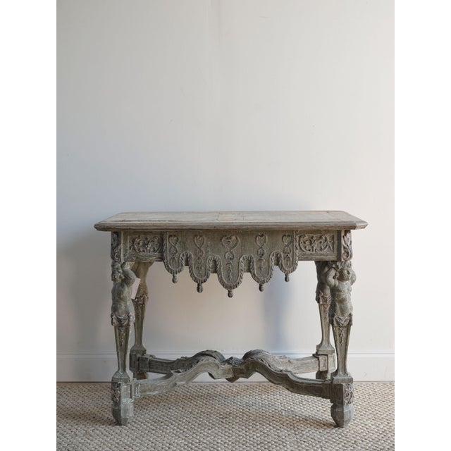 19th Century Pinewood Renaissance Style Table, Circa 1880 Blue Gray ...