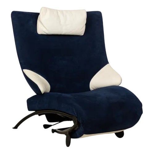 Solo 699 Lounge Chair in Blue and Cream Alcantara Fabric from WK Wohnen ...