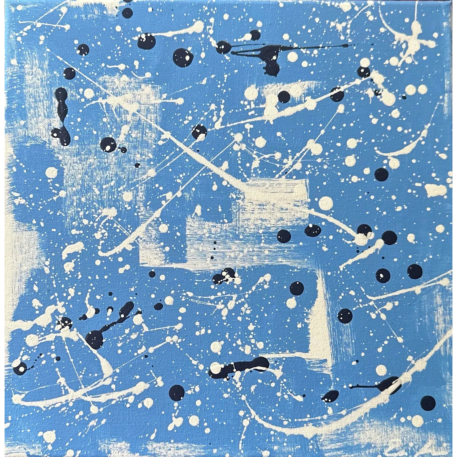 Erin Simon Contemporary Original “Transition” Splatter in Blue Painting ...