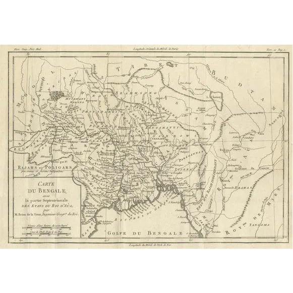 Antique Map of of Bengal and the Mouth of the Ganges River, 1783 | Chairish