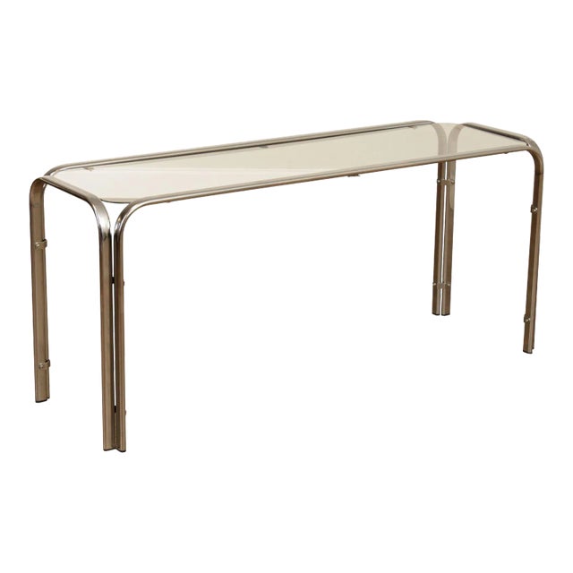 Mid Century Modern Tubular Chrome Glass Console or Sofa Table | Chairish