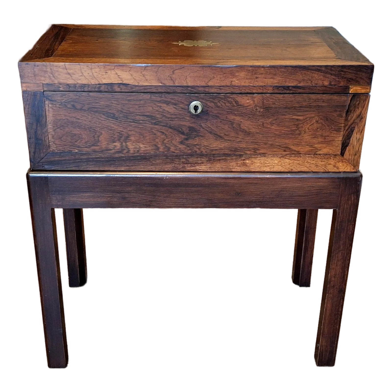 19th Century English Crossbanded Rosewood Lap Desk Travel Desk on Stand ...