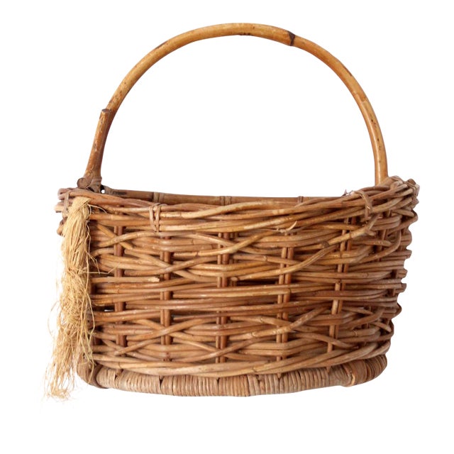 Vintage Wicker Wall Basket | Chairish