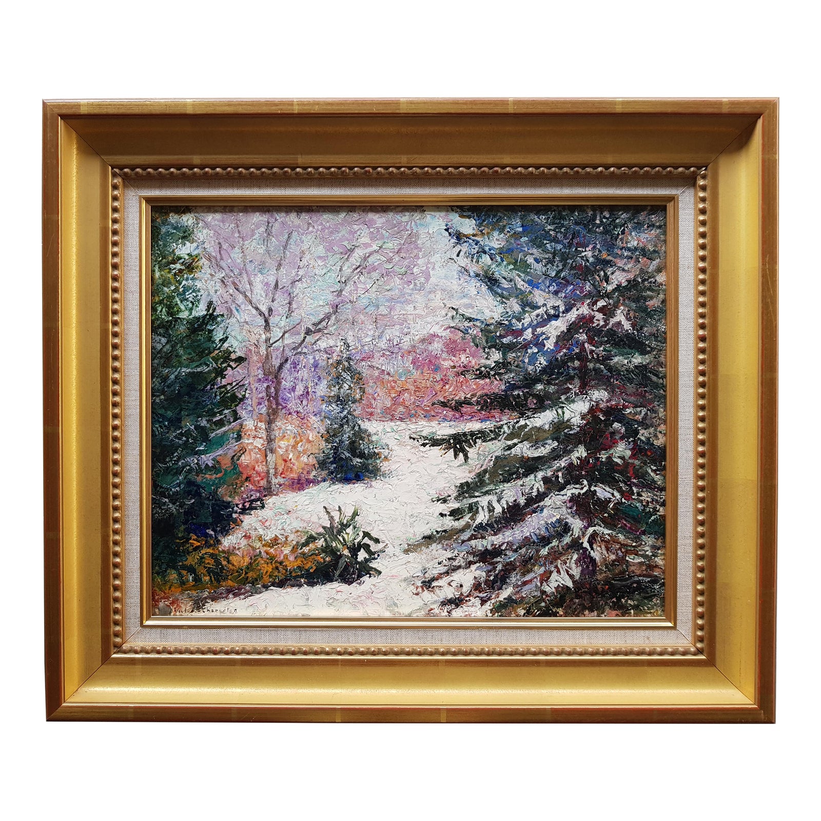 Charreton Victor - Snowy Forest - Oil on Cardboard - Early 20th Century ...