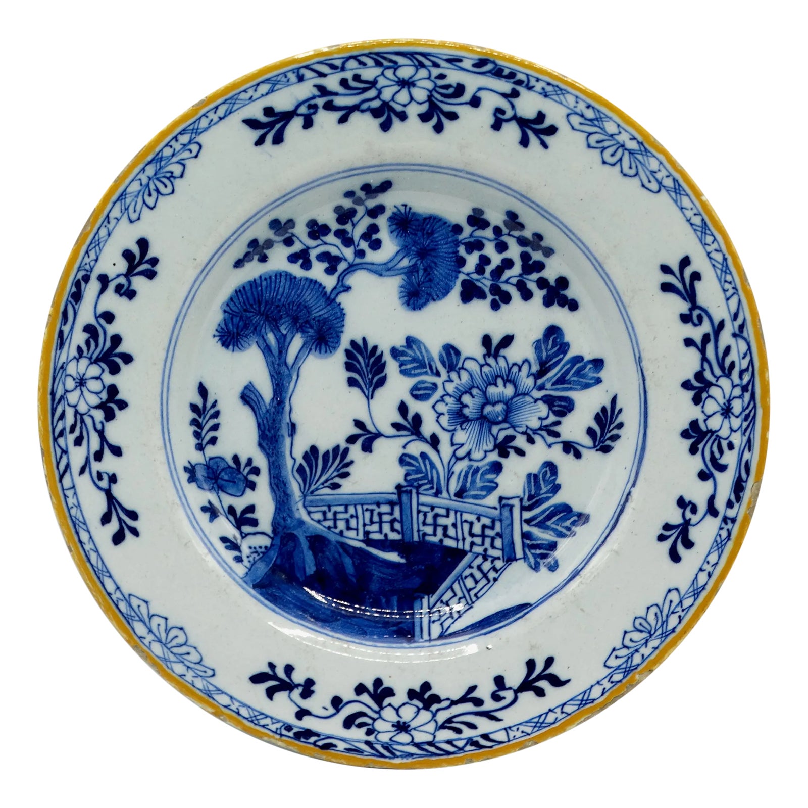 18th-Century Dutch Delft Chinoiserie Plate Axe Hatchet Mark | Chairish