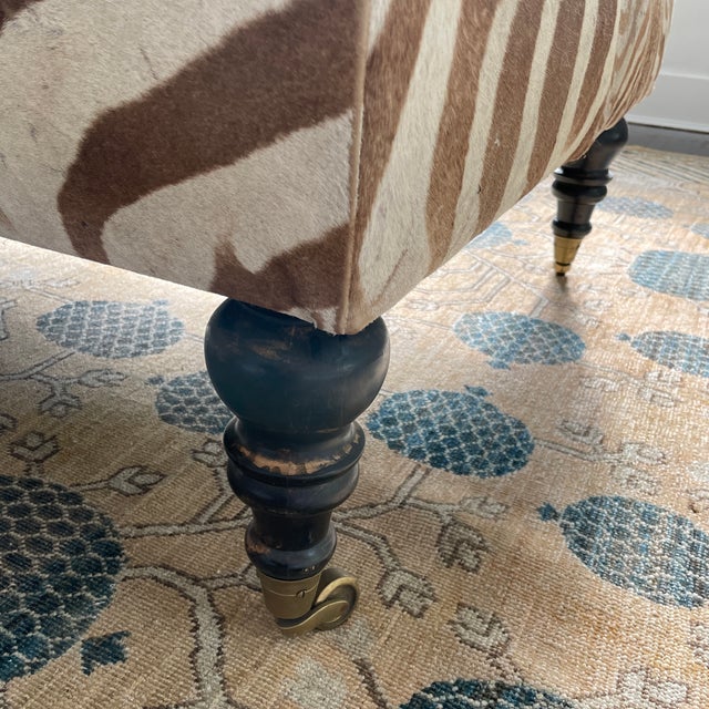 Vintage Zebra Print Ottoman | Chairish