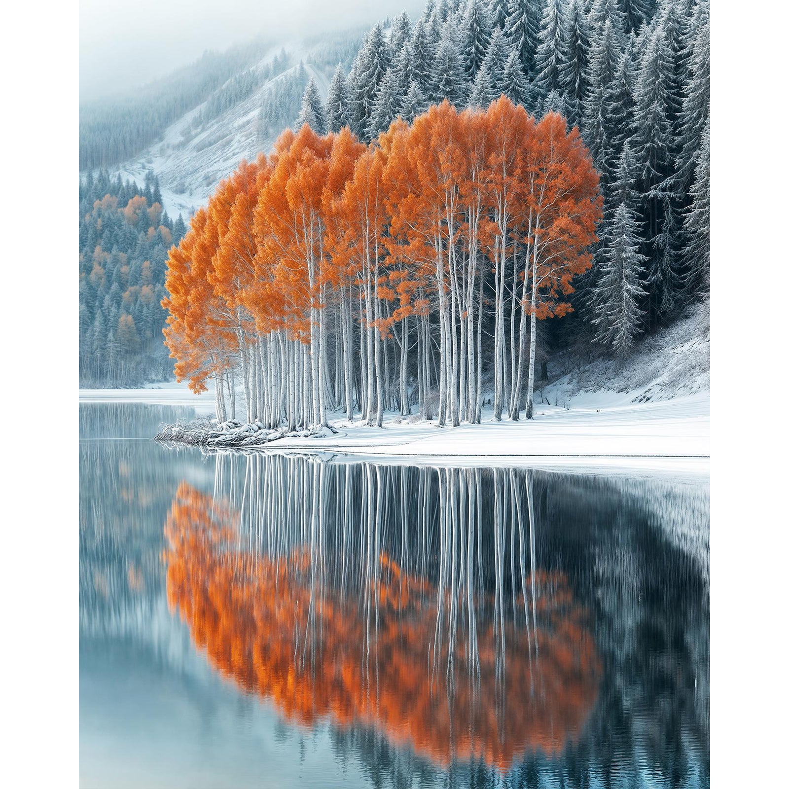 Winter Trees Reflection 2, Contemporary Landscape Photography | Chairish