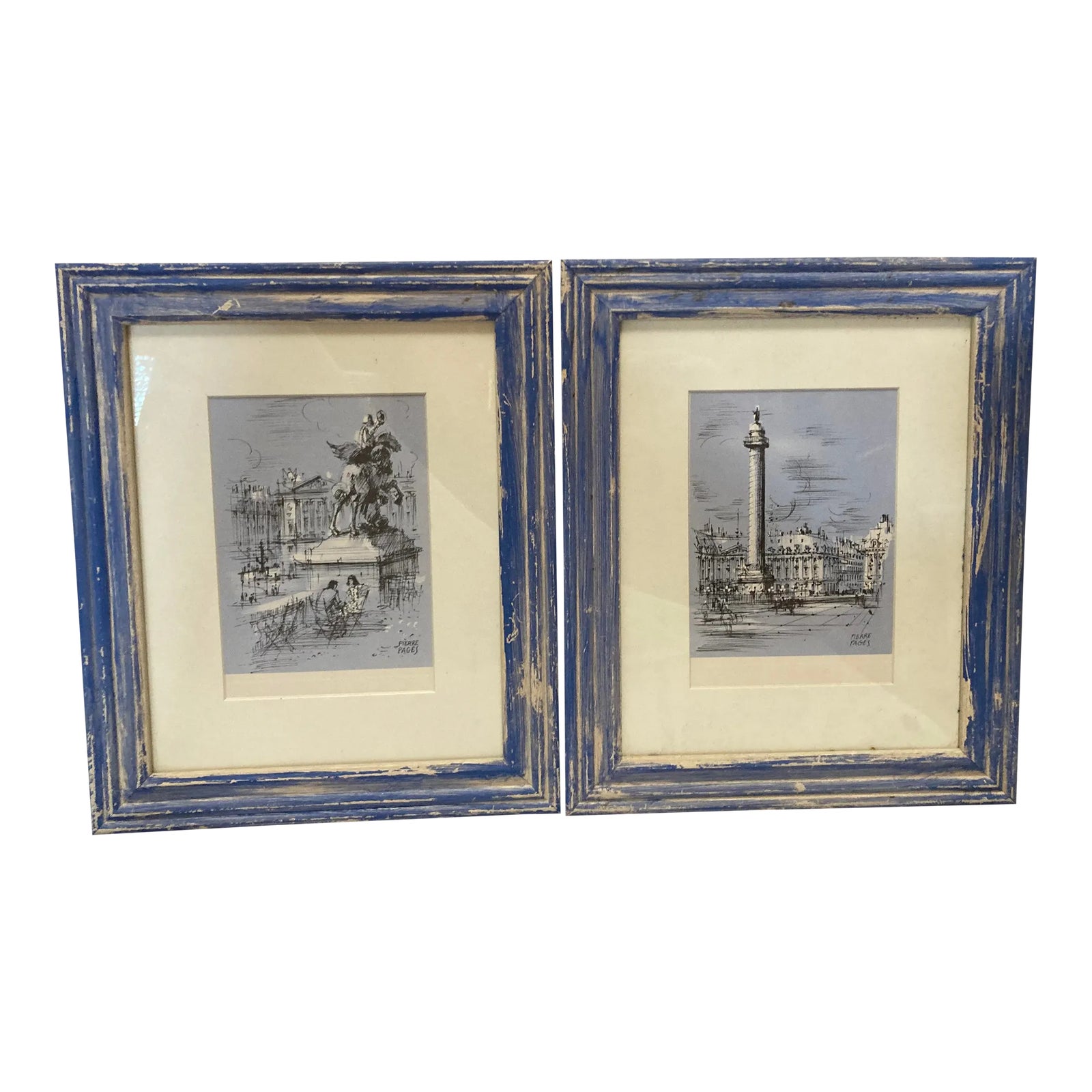 Early 20th Century Vintage Rome Scene Lithograph by Pierre Pages a Pair ...