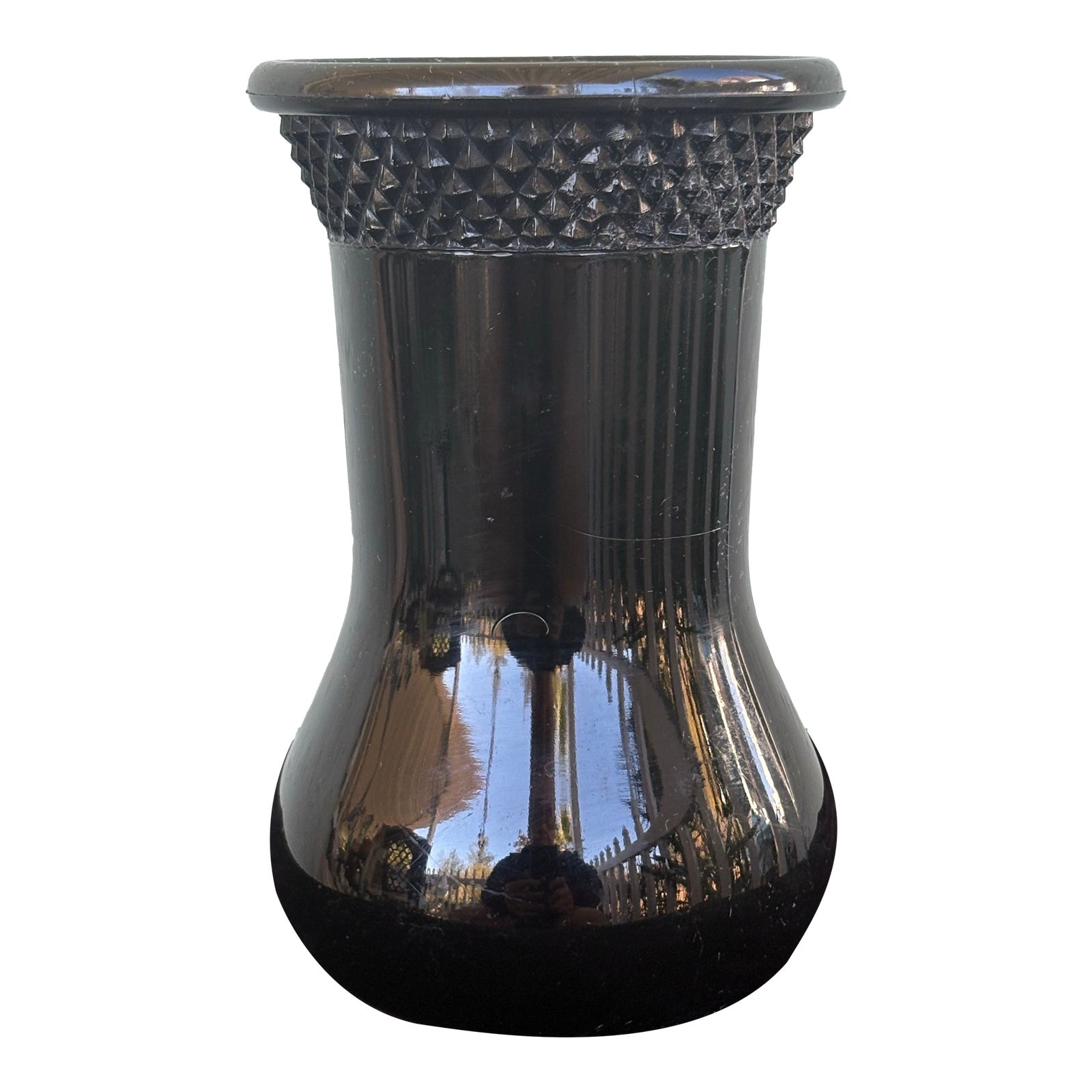 1930s Tiara Black Amethyst Depression Glass Vase Cup With Diamond Point ...