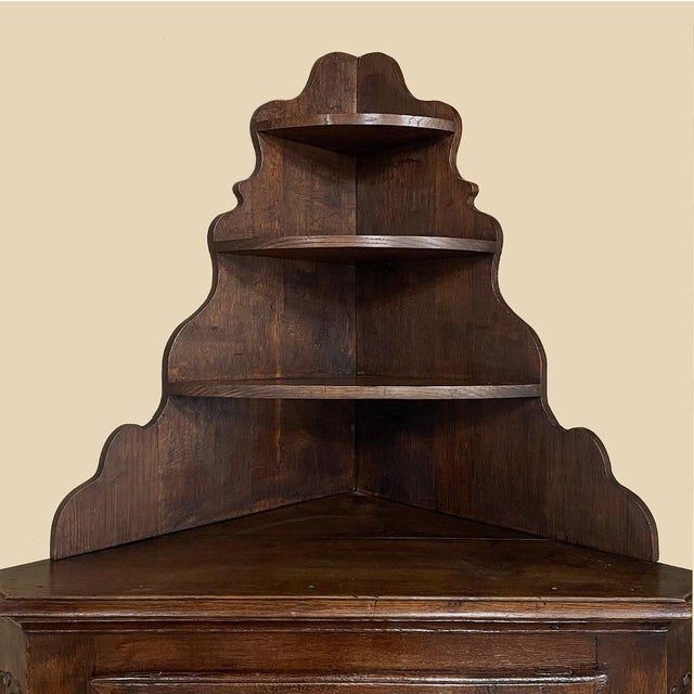 18th Century Country French Rustic Corner Cabinet | Chairish