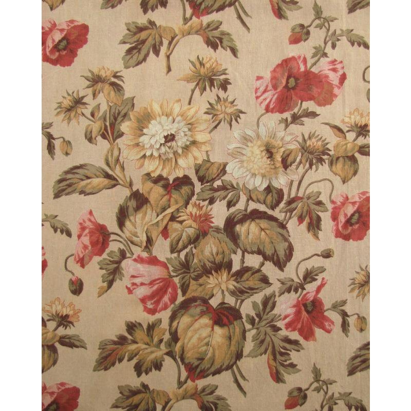 Antique 1870s French Botanical Textile Curtain Fabric | Chairish