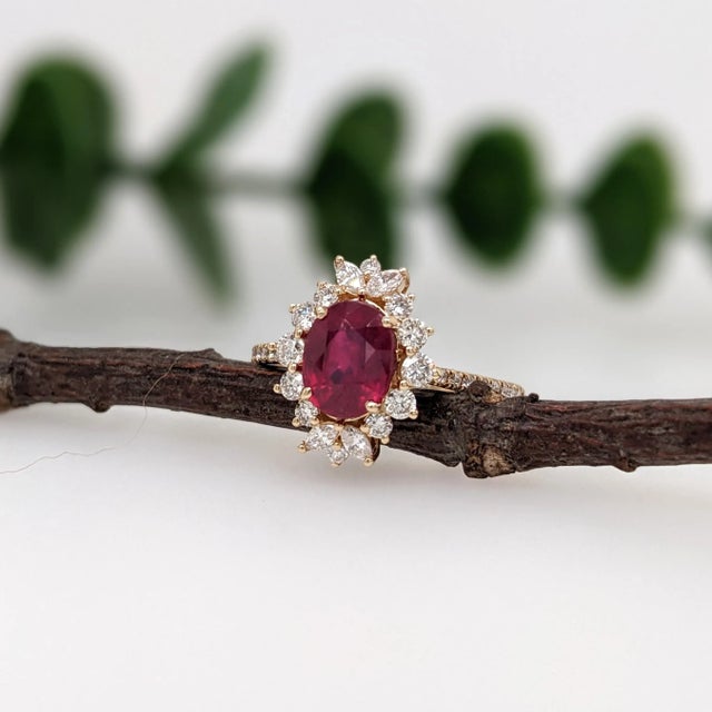 1.7ct Madagascar Ruby Ring W Earth Mined Diamonds in Solid 14k Gold Size 6.75 | Chairish