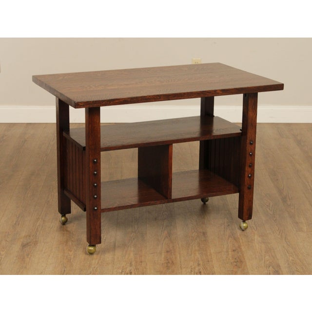 Antique Arts & Crafts Mission Oak Library Table, Bookcase | Chairish
