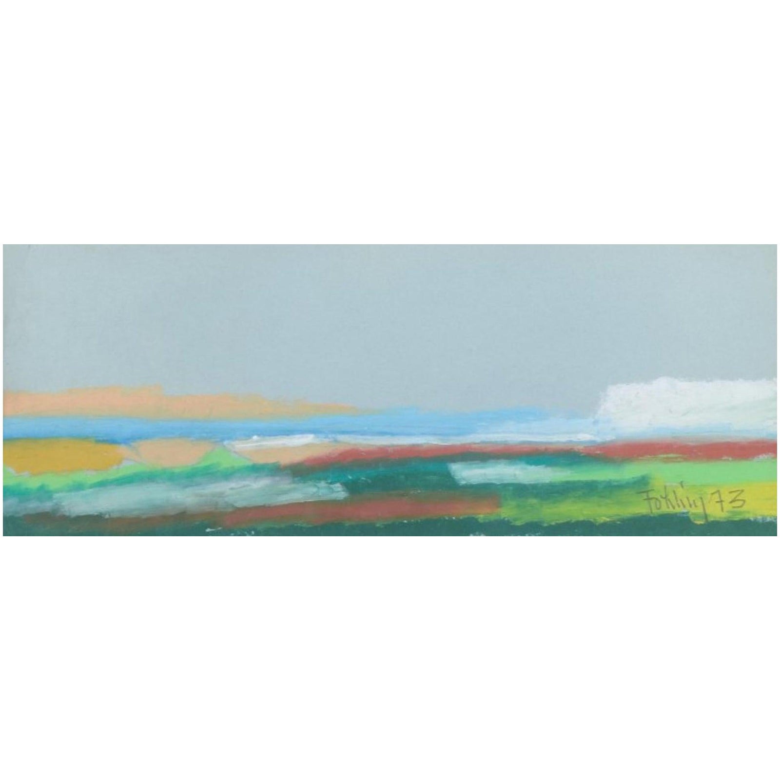 Gunnar Fohlin, Contemplative Abstract Landscape, 1973, Pastel on Paper ...