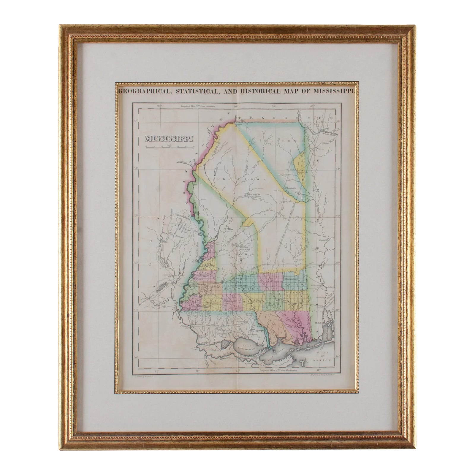 Map of Mississippi Carey & Lea, 1822 | Chairish