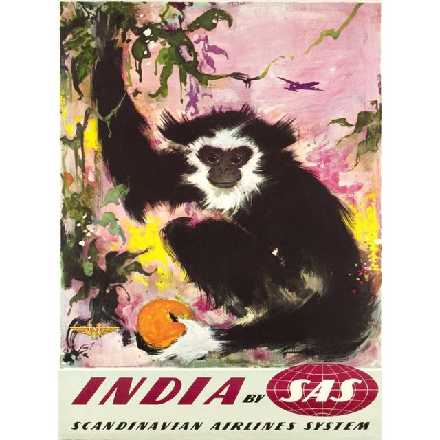 1955 Scandinavian Airlines System India by Sas Poster | Chairish