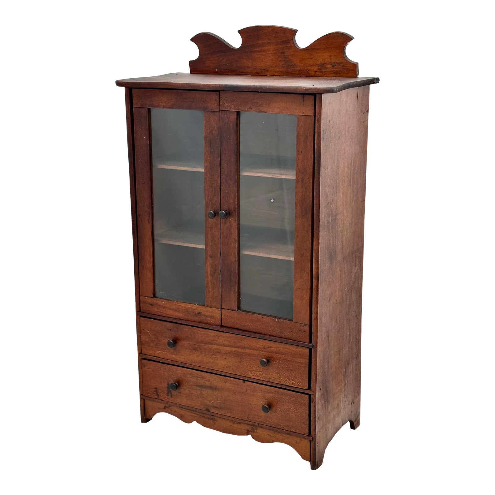 Unusual Early 1900s Antique American Miniature Size Wood & Glass Front ...