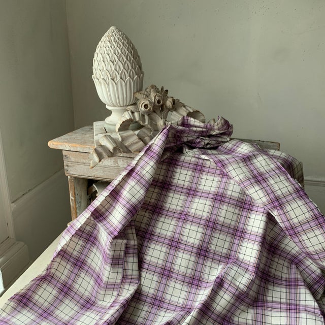 Vintage French Purple Plaid Fabric | Chairish