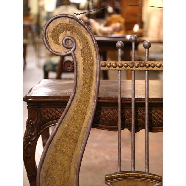 18th Century Italian Carved Giltwood, Silvered and Painted Decorative Wall Lyre | Chairish