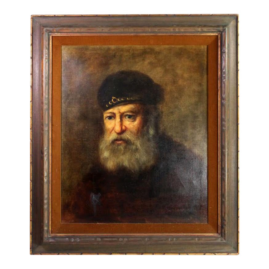 Vintage Dutch Oil Painting "Old Man" Signed by Franz Schoorman | Chairish