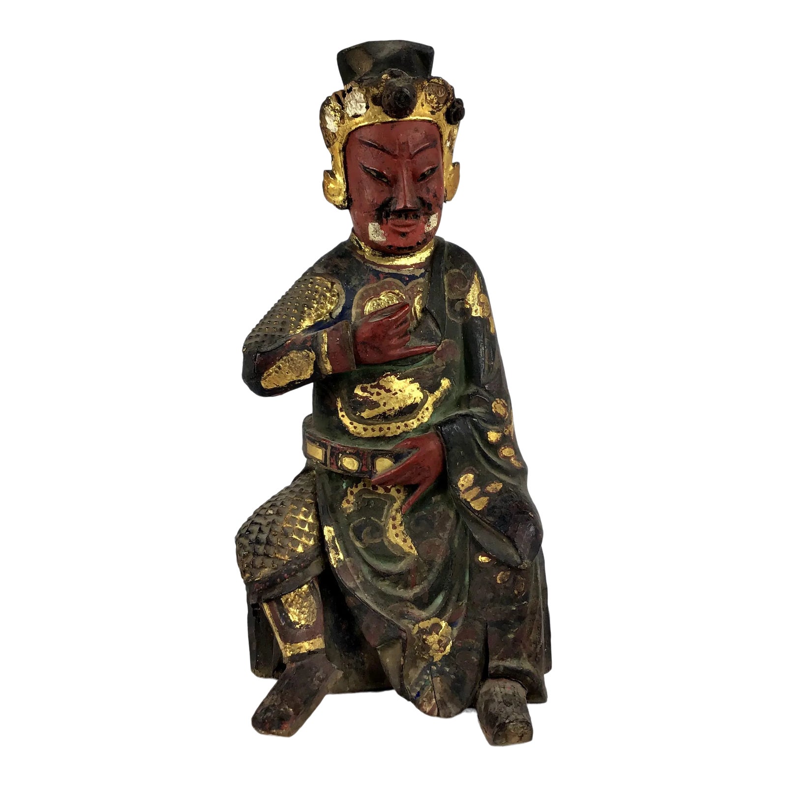 Late 18th Century Antique Chinese Carved Gilt Gold Wood Alter Statue ...