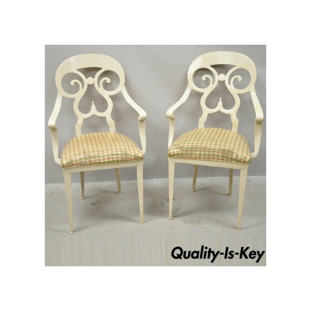 Veneman Italian Regency Style Cast Aluminum Spade Back Saber Leg Chairs ...