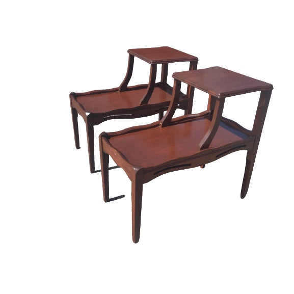 Mid 20th Century Vintage Mid Century Modern Step Tables - Pair | Chairish