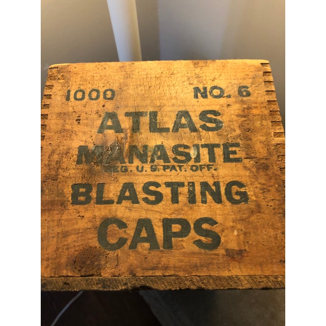 Antique Wooden Atlas Powder Co. Blasting Caps Box | Chairish