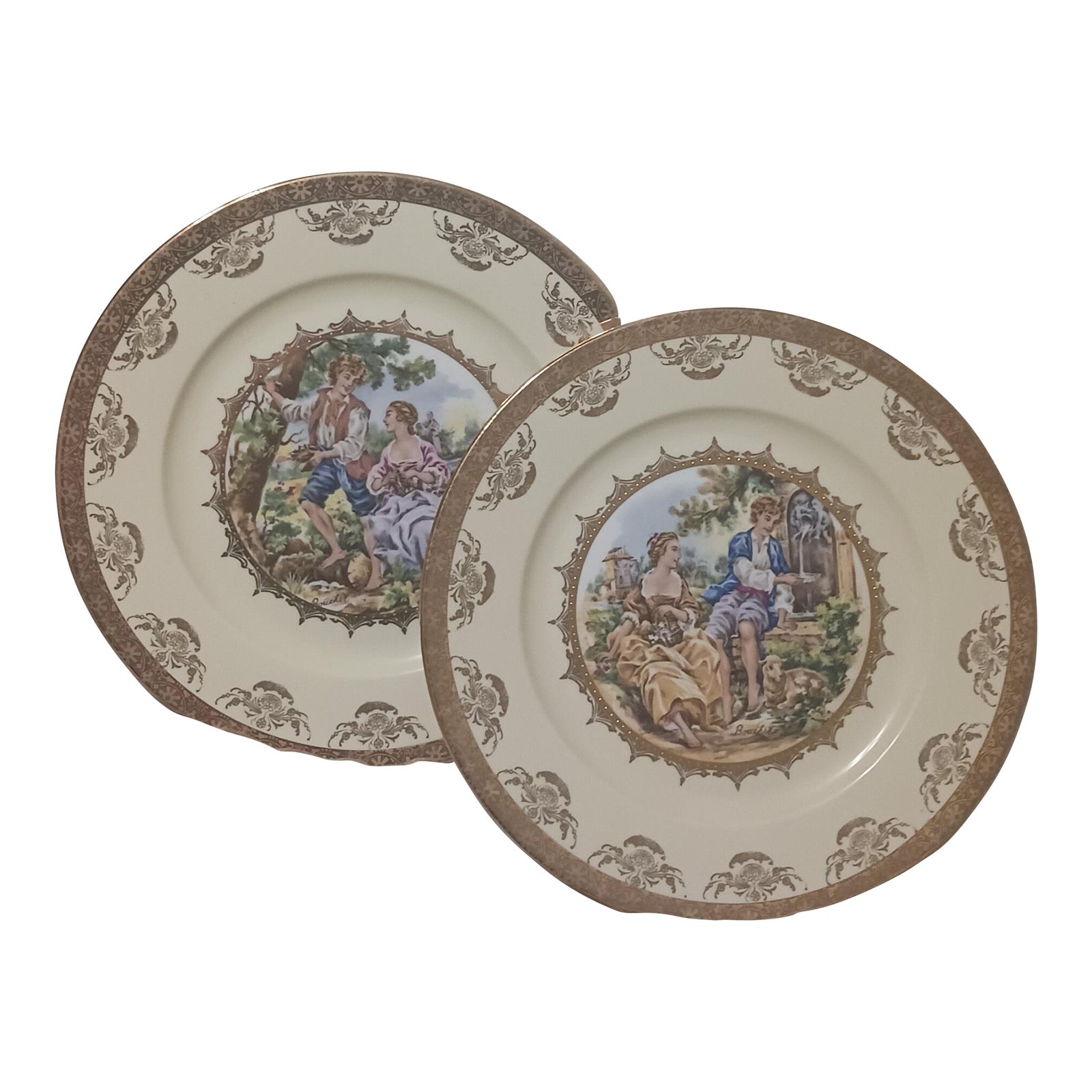 Early 20th Century JKW West Germany 22k Gold Trimmed Plates With ...