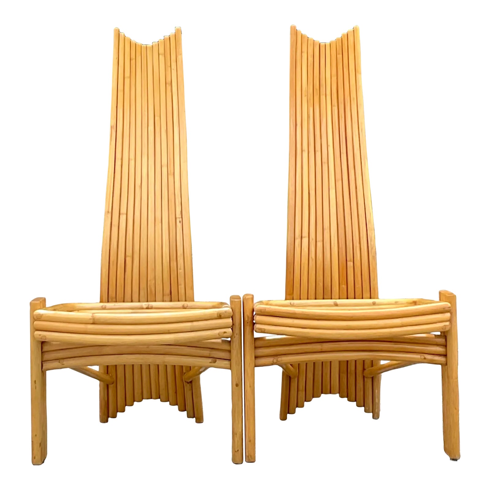 Vintage Coastal Pretzel Rattan Mackintosh Style Chairs - a Pair | Chairish