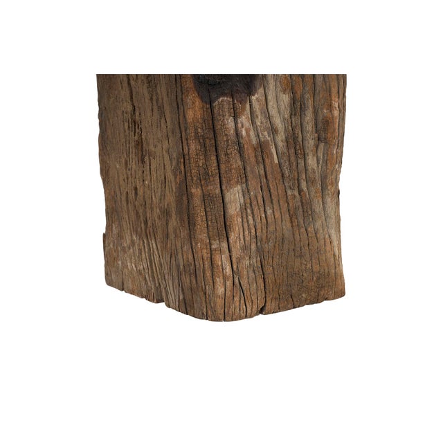 Dutch Teak Canal Post With Tapered Limestone Top | Chairish