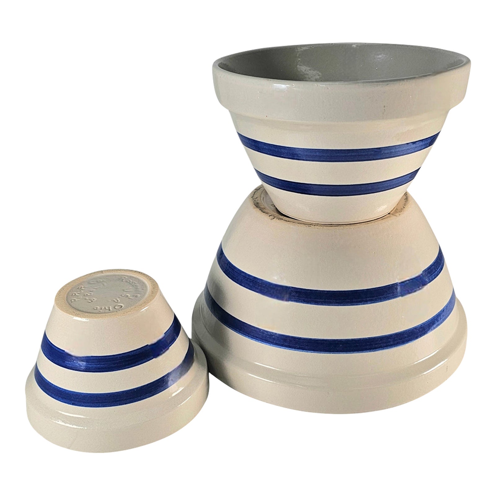 Roseville Rrp Co Ransbottom Blue Stripe Mixing Bowls Set of 3 | Chairish