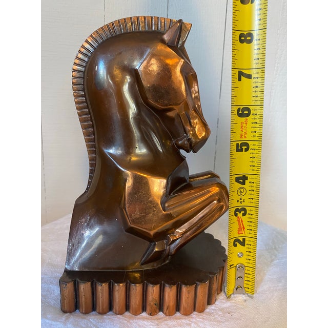 1930s Stylized Art Deco Bronze Trojan Horse Head Bookend | Chairish