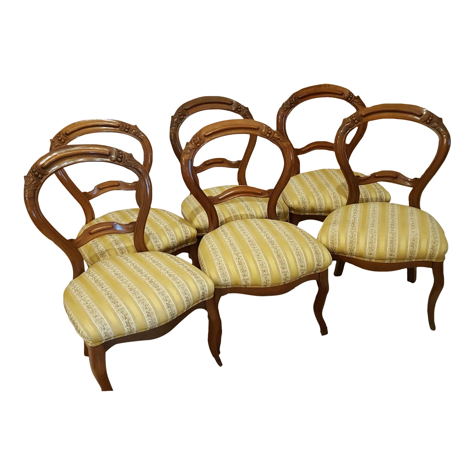 Set of 6 Antique Balloon Back Victorian Dining Chairs | Chairish
