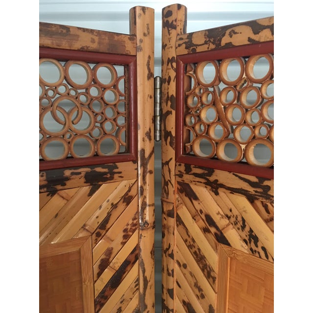 Vintage Tiger Bamboo Double Sided Privacy Screen | Chairish