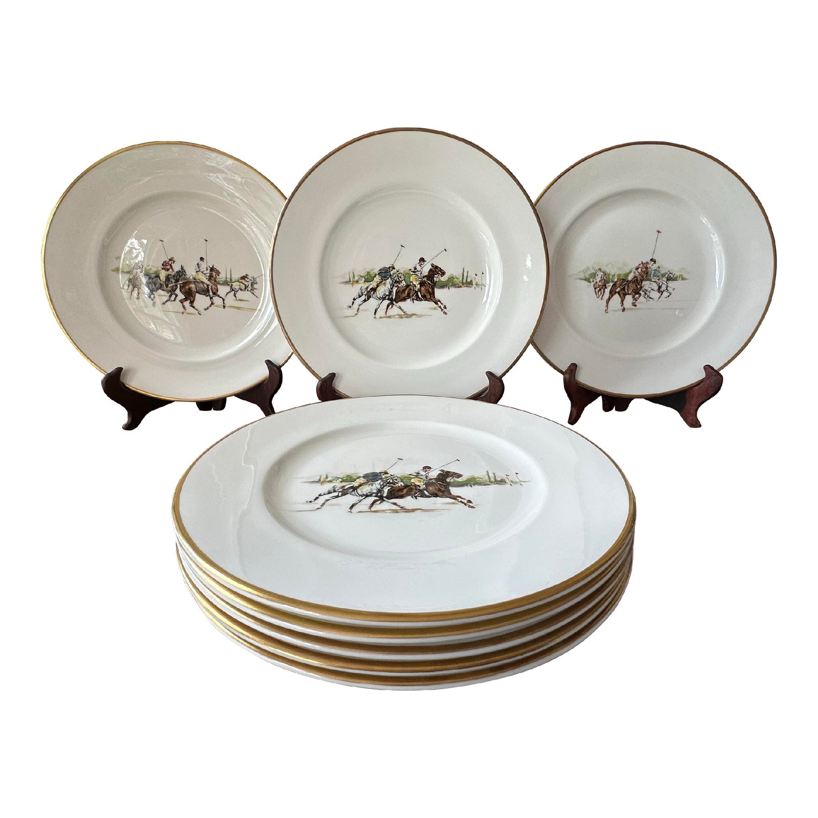 Ralph Lauren ‘Polo Scene’ Bone China - 8 Dinner Plates, 8 Salad Plates ...