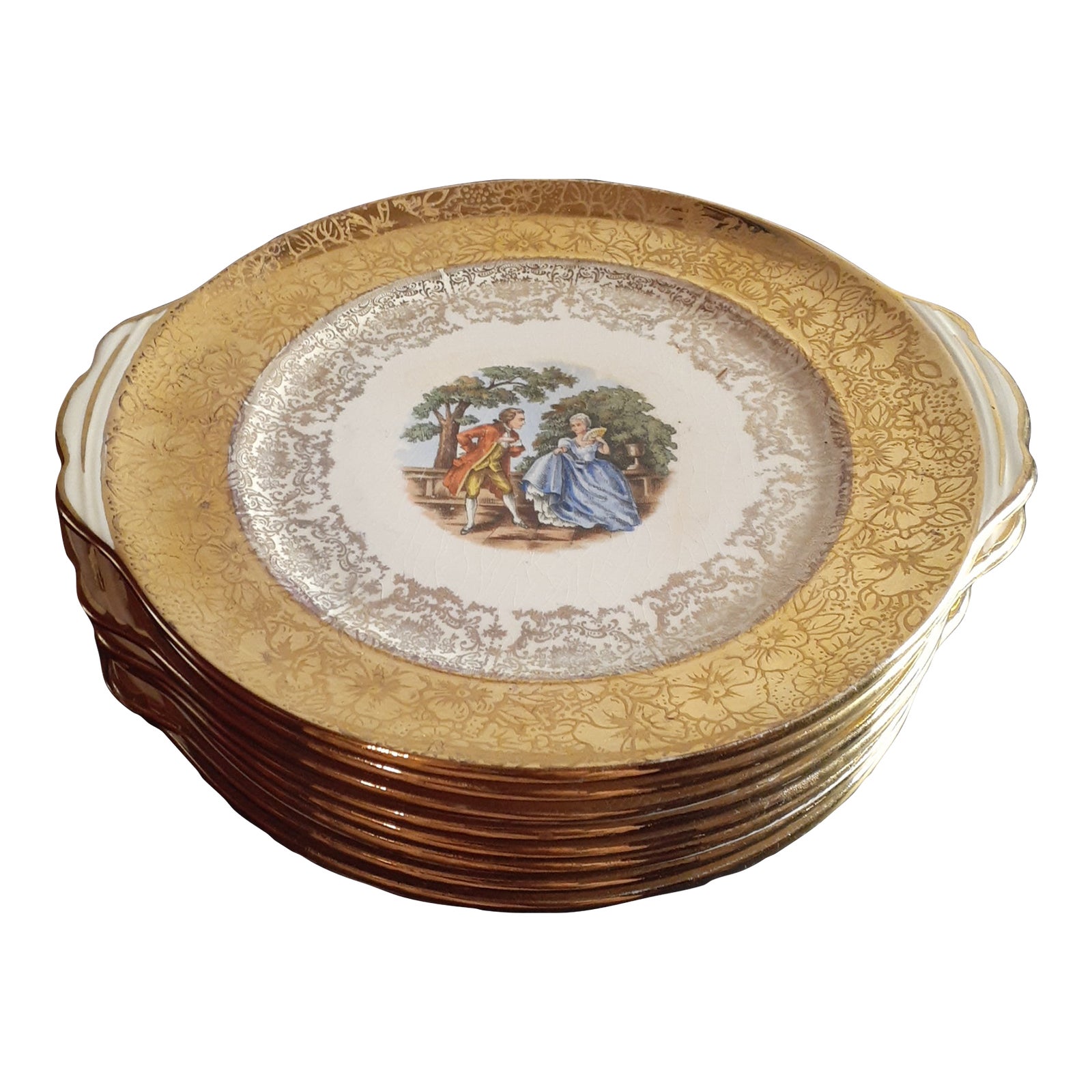1940s Imperial 22k Gold Gilded Sabin China Salad Plates- Set of 8 ...