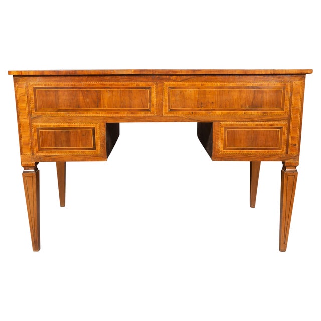North Italian Neoclassical Walnut and Inlaid Writing Table | Chairish