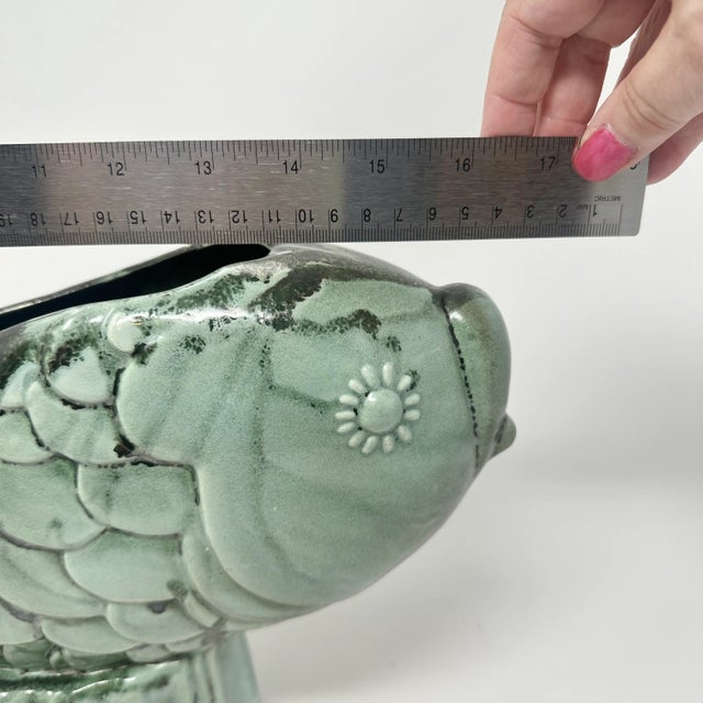 Large Vintage Royal Hickman Pottery Green Fish Vase Planter | Chairish