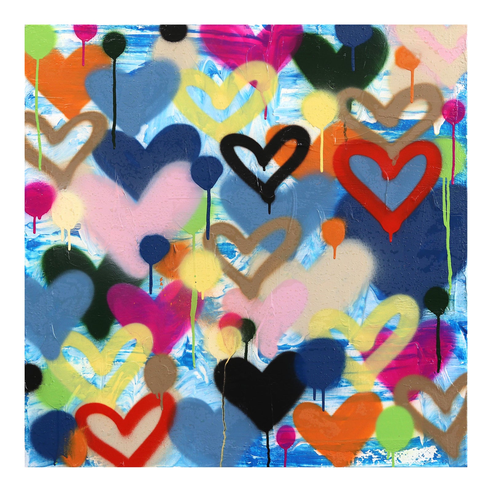 Flying to Infinity - Abstract Colorful Hearts Graffiti Mixed Media Pop ...