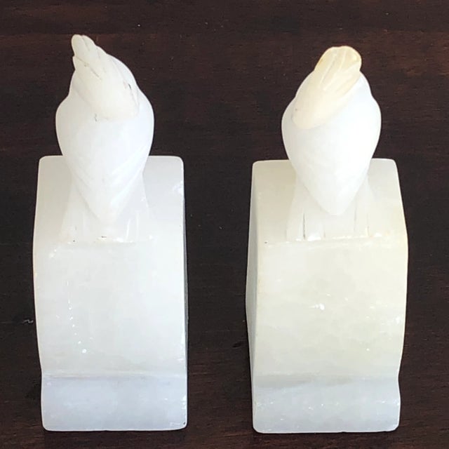 Early 20th Century Petite Cockatiel Alabaster Bookends — a Pair | Chairish