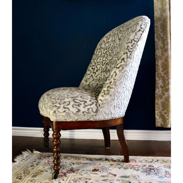 19th Century French Bobbin Leg Slipper Chair, Chauffeuse | Chairish