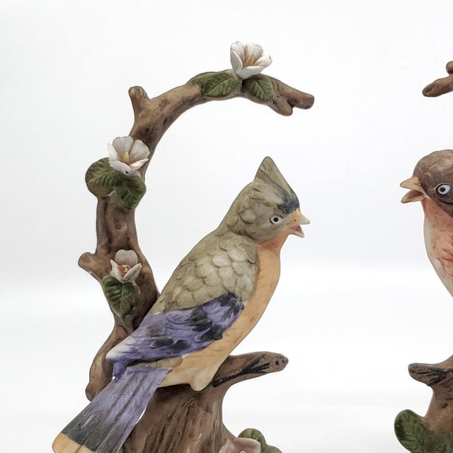 Pair of Vintage Bisque Porcelain Bird Figurines With Branches and ...