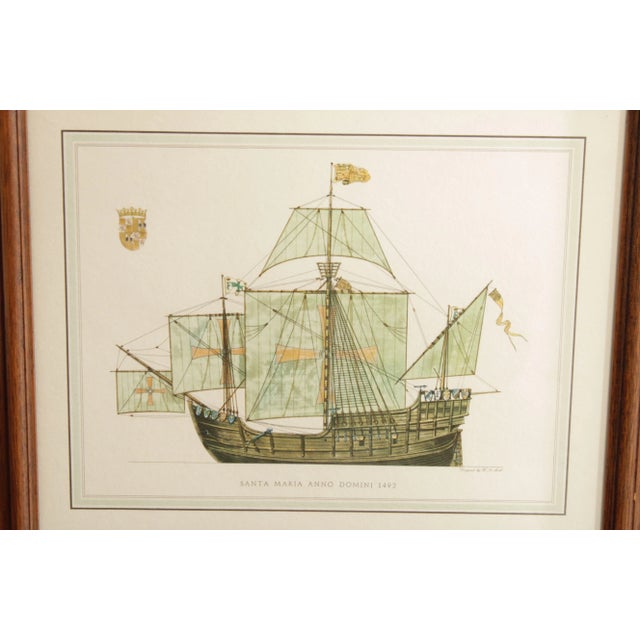 Vintage Santa Maria Anno Domini Maritime Lithograph Print | Chairish