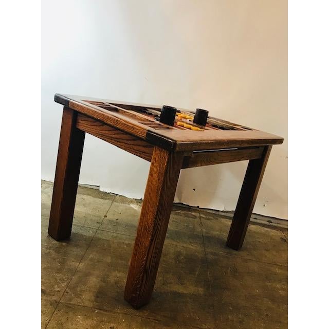 Vintage 1980s Backgammon Table Oak Brown Yellow Bakelite Disc Men by ...