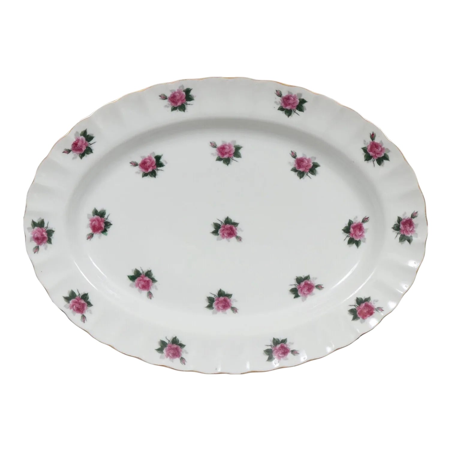Pink Rose Ceramic Serving Platter | Chairish