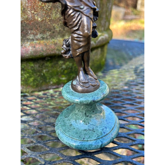 1980’s Reproduction Bronze on Green Marble Entitled “De Venus” | Chairish