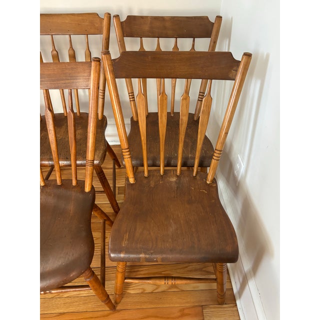 Antique Rustic Arrowback Windsor Dining Chairs Single Plank - A Set of ...