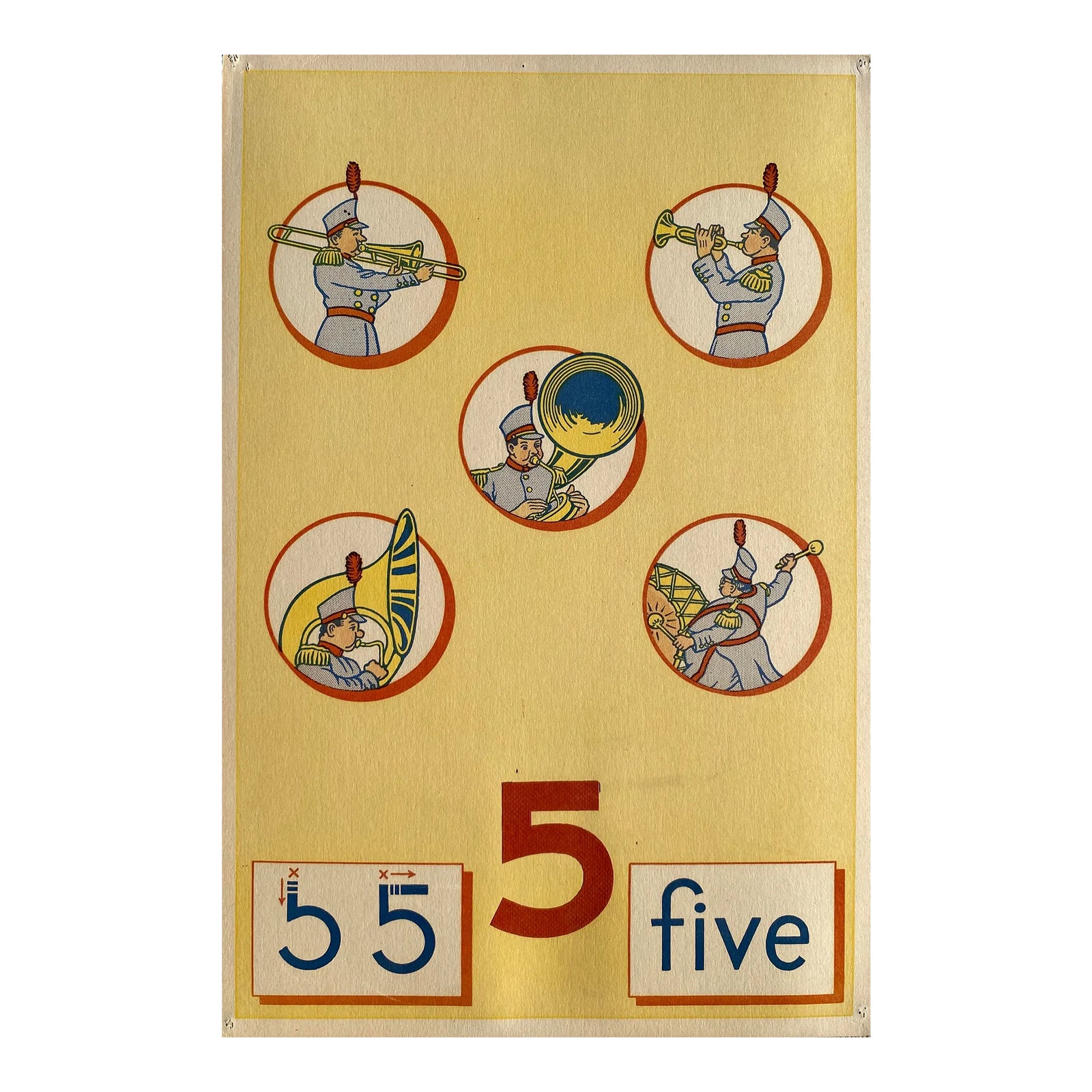 1960s Number 5 Counting Marching Band Screenprint | Chairish