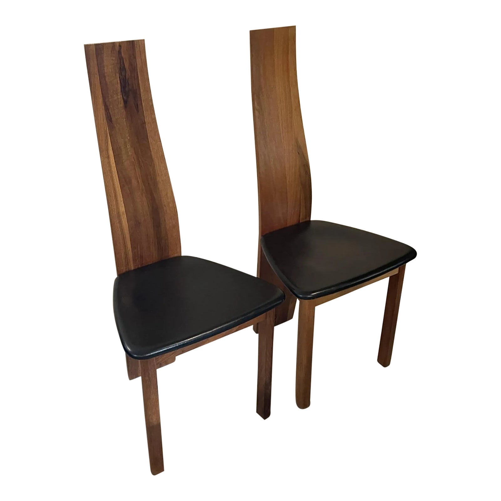 1970s Mid Century Modern Scandinavian Walnut High Back Chairs - Set of ...